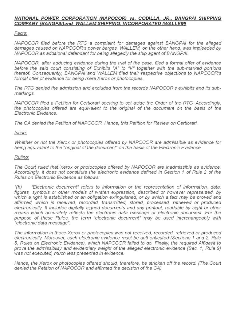 National Power Corporation Vs Codilla | PDF | Common Law | Government