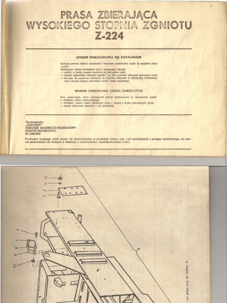 Prasa Z224.Katalog I Instrukcja | PDF