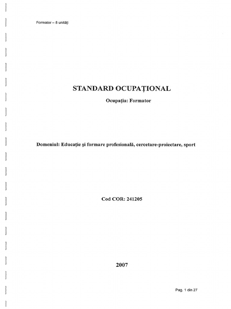 Standard Ocupational - Formator | PDF