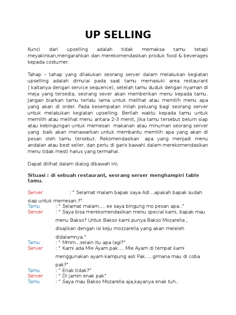 MEMPERKENALKAN TEKNIK UPSELLING | PDF