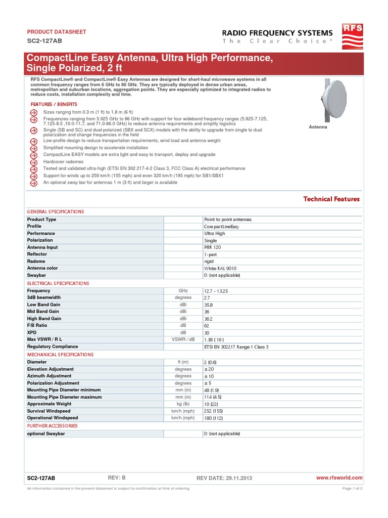 SC2-127AB: Antenal SIAE 115Ghz | PDF | Antenna (Radio) | Decibel