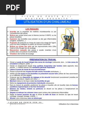 Fiche Poste 11 Chalumeau PDF Soudage Construction, 45% OFF