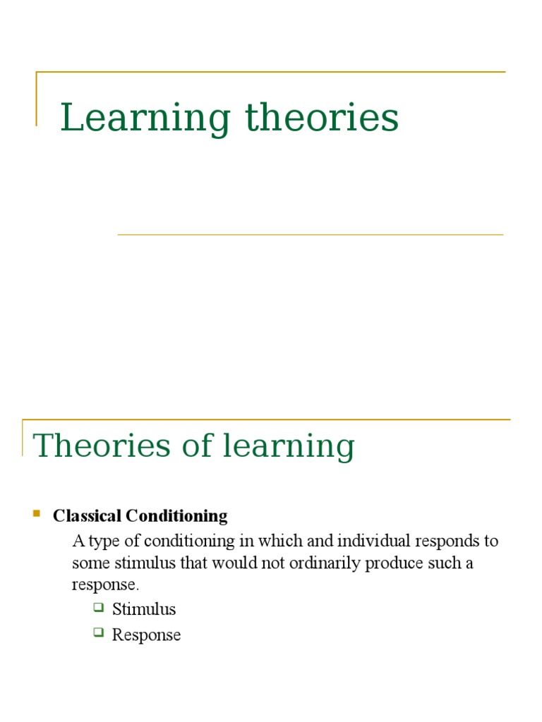 Learning Theory | Download Free PDF | Classical Conditioning | Reinforcement