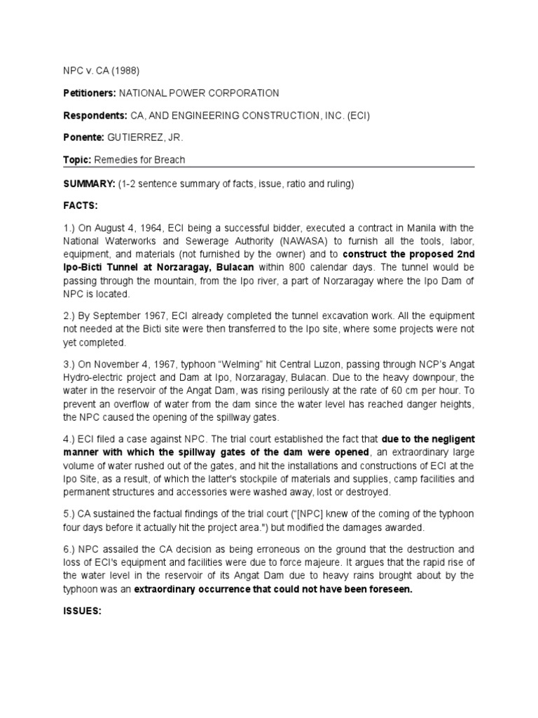 NPC v. CA | PDF | Common Law | Meteorological Disaster