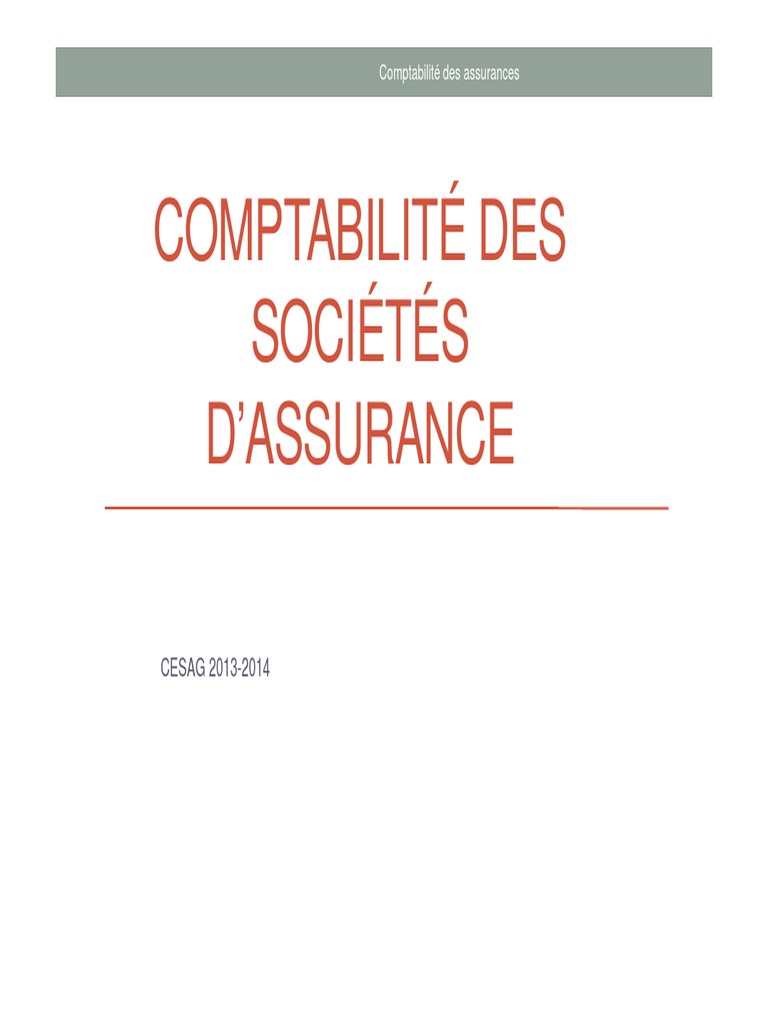 Comptabilité des sociétés d'assurance | PDF | Dépréciation ...