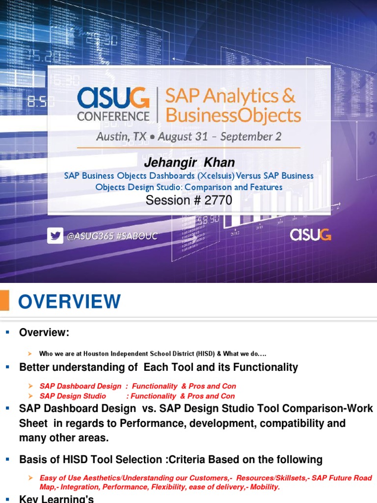 2770 SAP BusinessObjects Dashboards Xcelsuis Versus SAP BusinessObjects Design Studio Comparison ...
