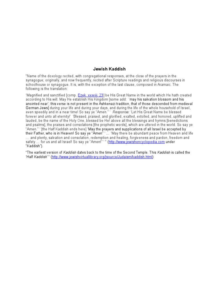 Jewish Kaddish | PDF | Amen | Synagogue