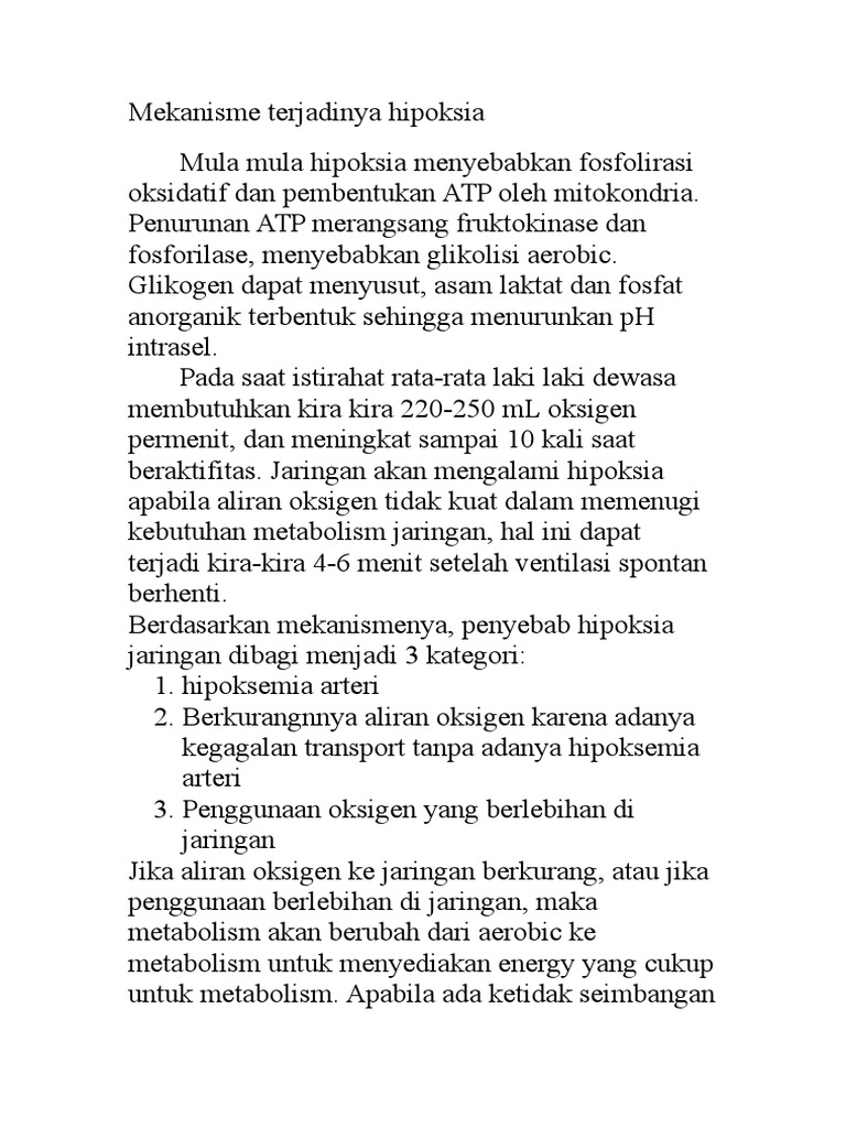 Mekanisme Terjadinya Hipoksia | PDF