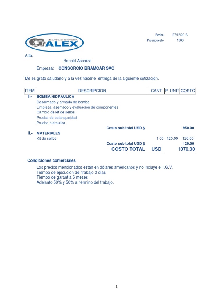 Modelo de Cotizacion | PDF