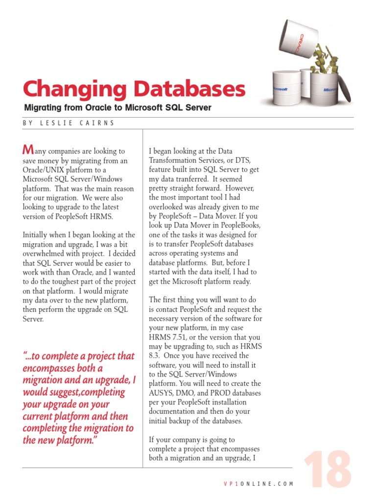 Changing Databases | PDF | Oracle Database | Microsoft Sql Server