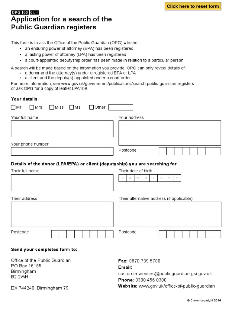 OPG100 Apply To Search PG Registers | PDF