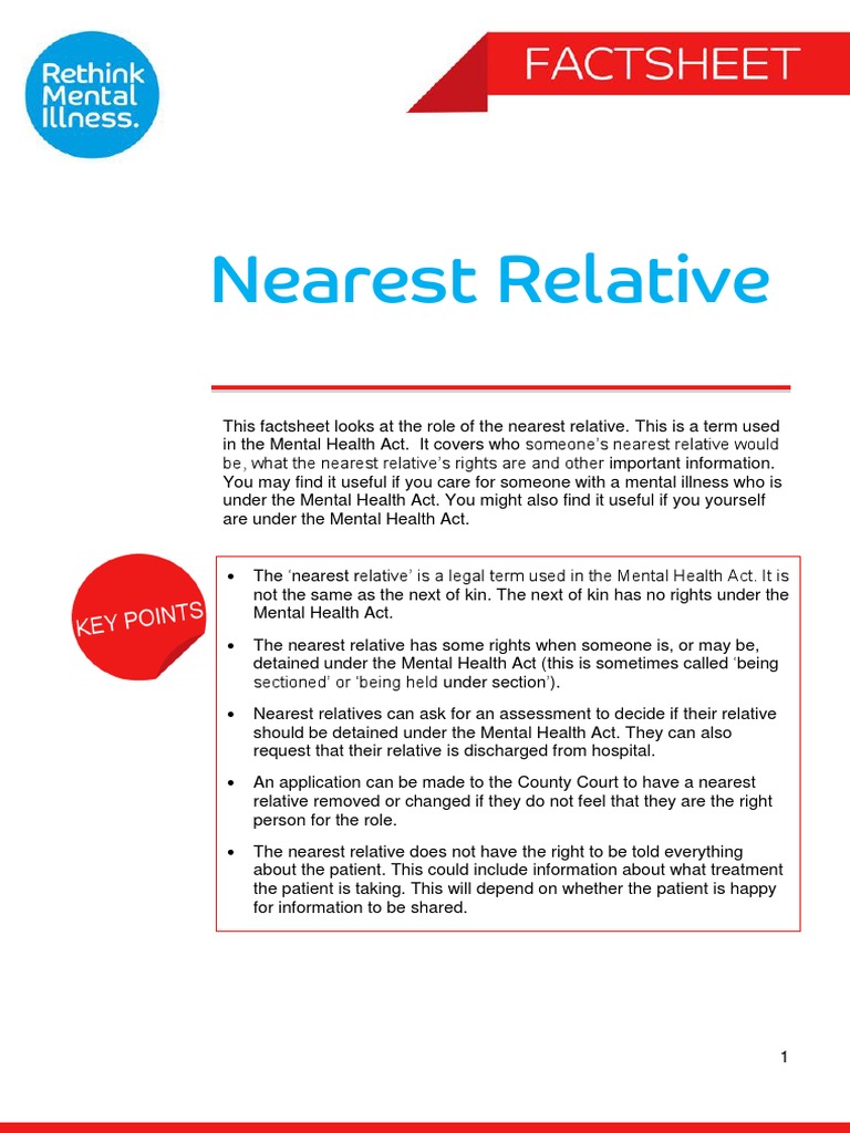 Nearest Relative Factsheet | PDF | Patient | Mental Health