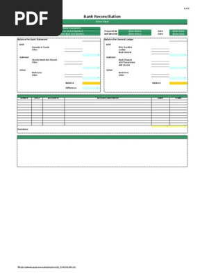 Bank Reconciliation Form Excel Template 1 Resume Bank Reconciliation