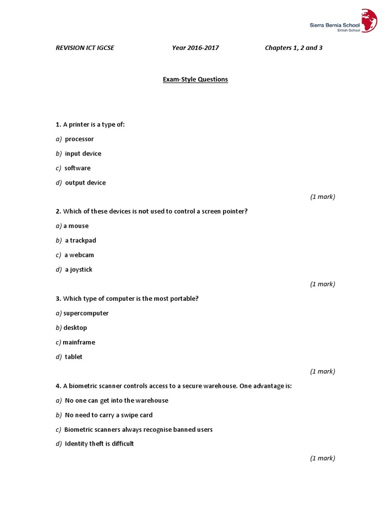 Revision Ict Igcse - Chapter 1,2,3 | PDF | Input/Output | Computer Keyboard Revision Ict Igcse - Chapter 1,2,3 | PDF | Input/Output | Computer Keyboard