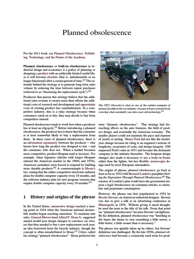 Planned Obsolescence | PDF | Industries | Production And Manufacturing