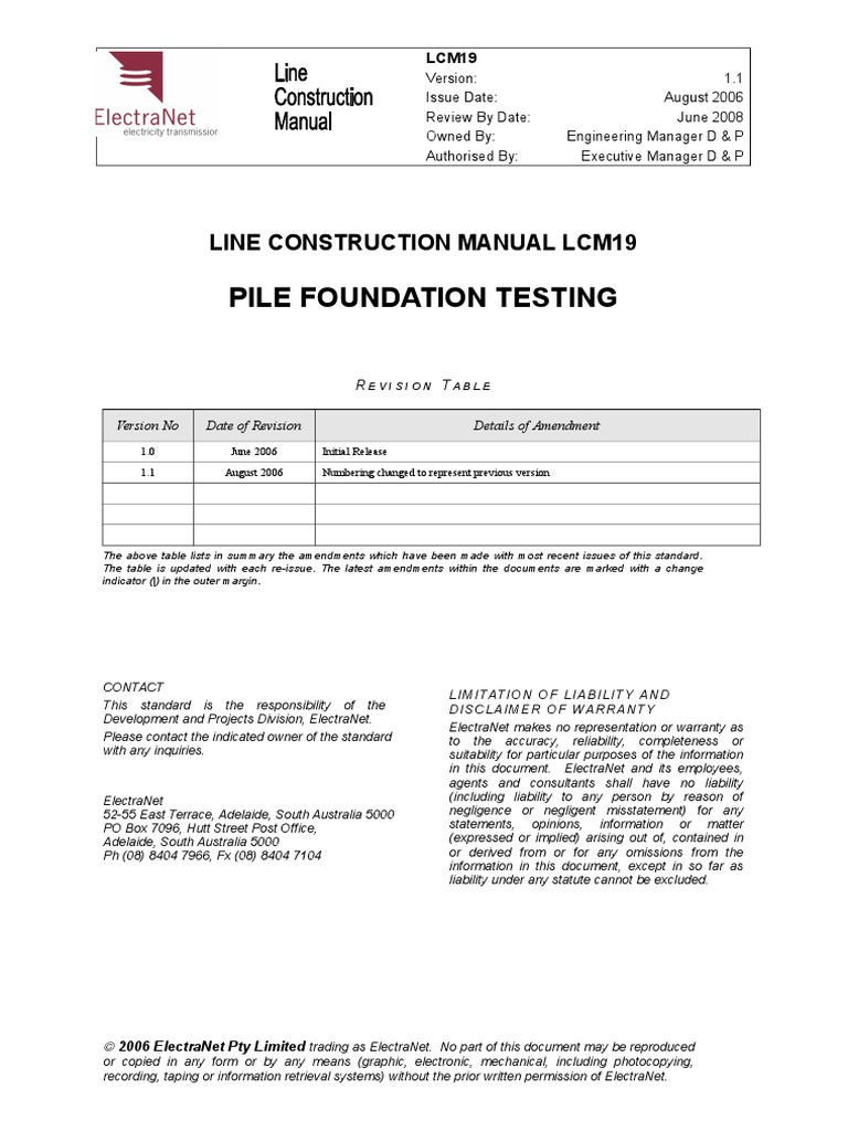LCM 19 Pile Foundation Testing Version 1.1 | PDF
