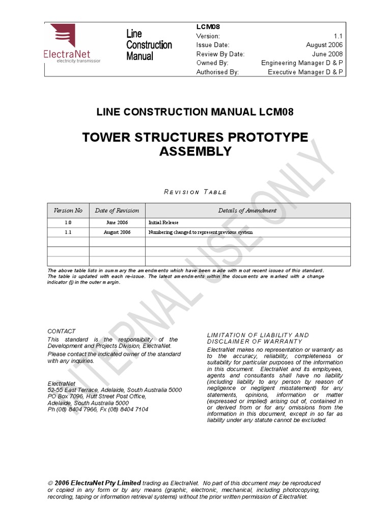 LCM 08 Tower Structures Prototype Assembly Version 1.1 | PDF