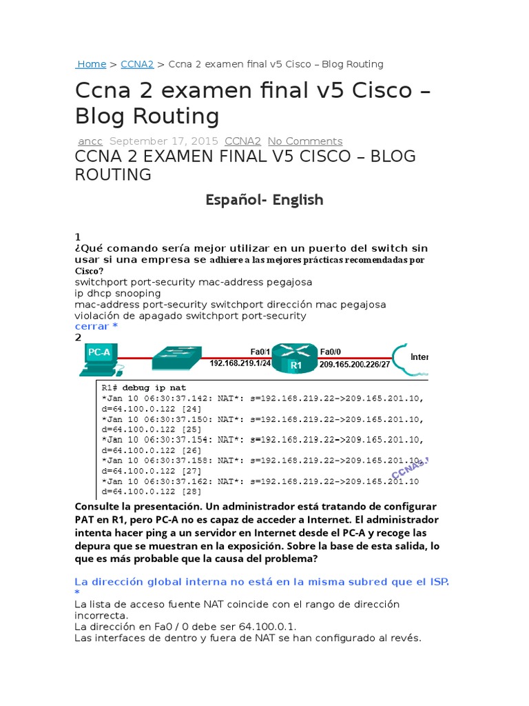 Solucionarios Cisco | PDF | Enrutador (Computación) | Dirección IP