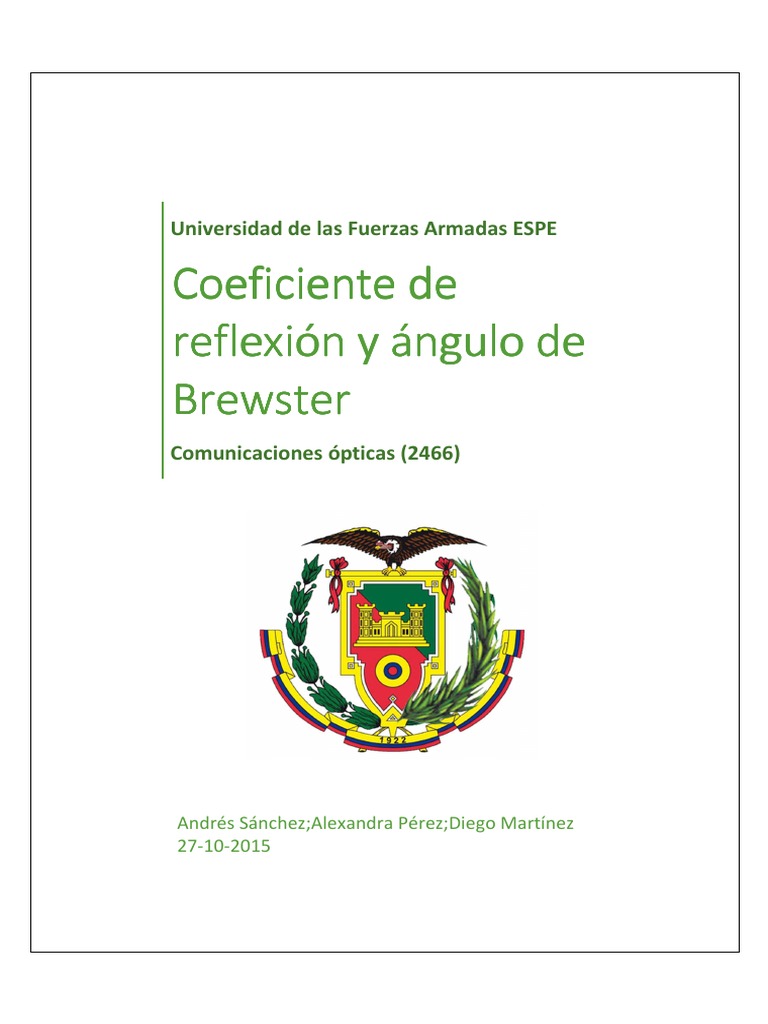 Coeficiente Reflexion Ángulo Brewster | Descargar gratis PDF | Ingeniería Electrónica | Atómico