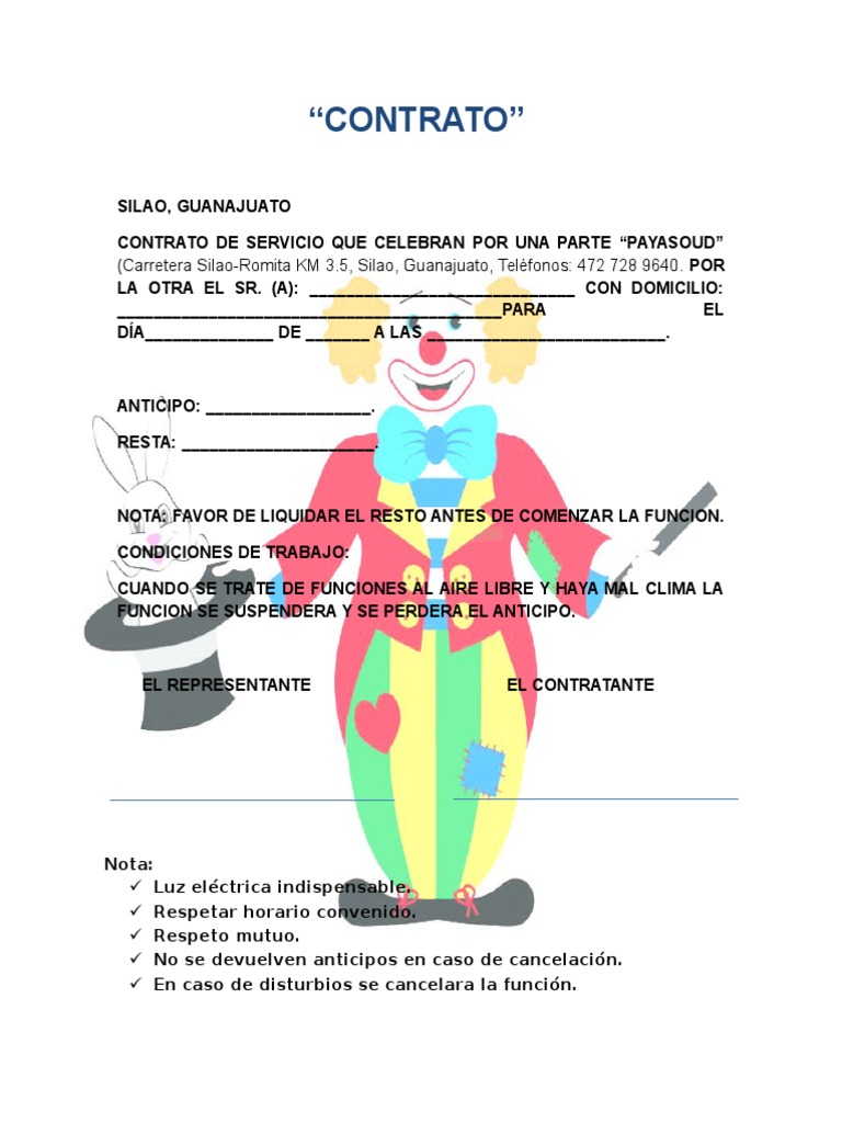 Contrato Payasos | PDF