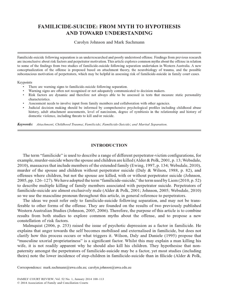 Familicide Suicide | PDF | Attachment Theory | Domestic Violence
