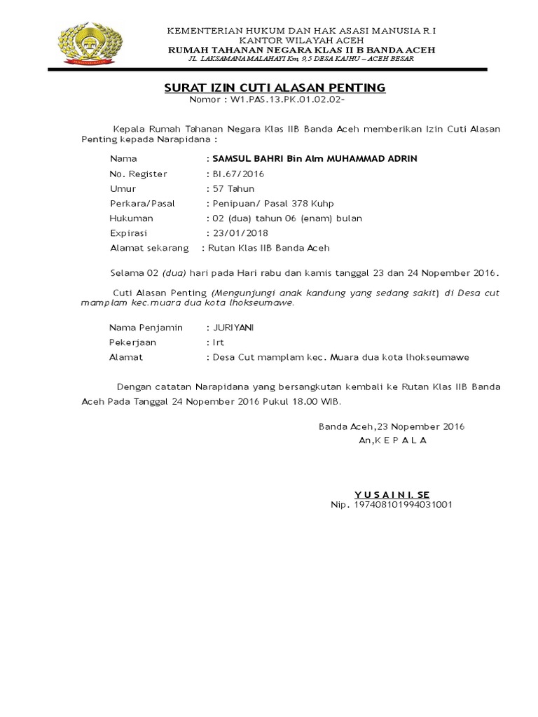 Cuti Alasan Penting 1 | PDF