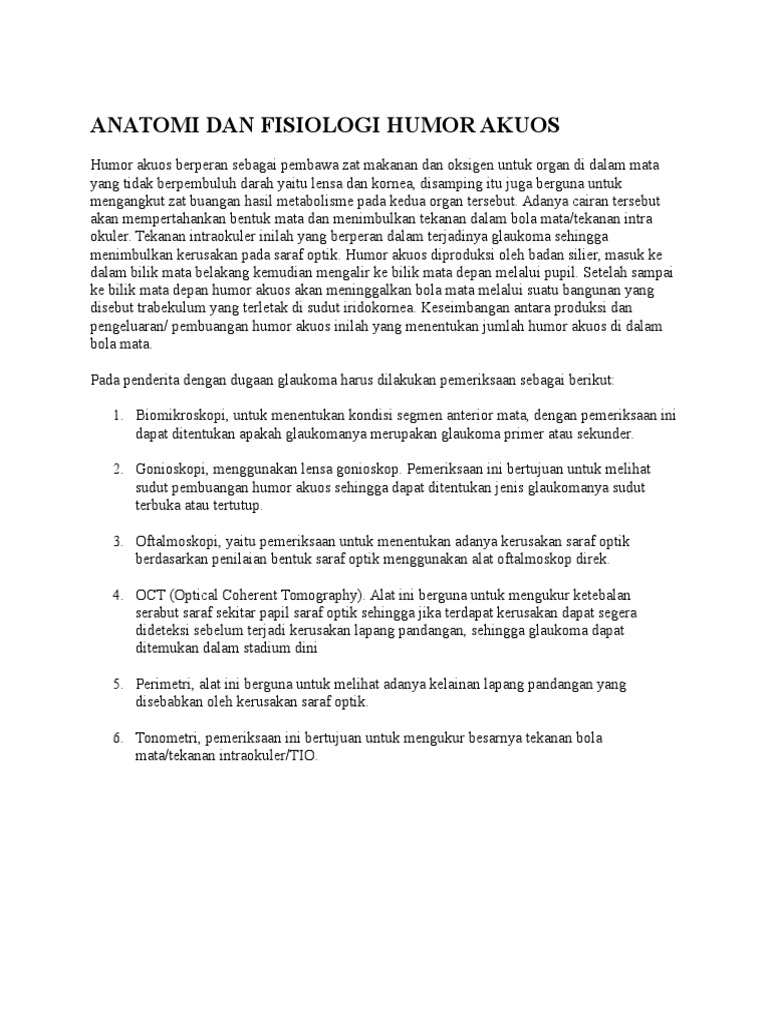 Anatomi Dan Fisiologi Humor Akuos | PDF