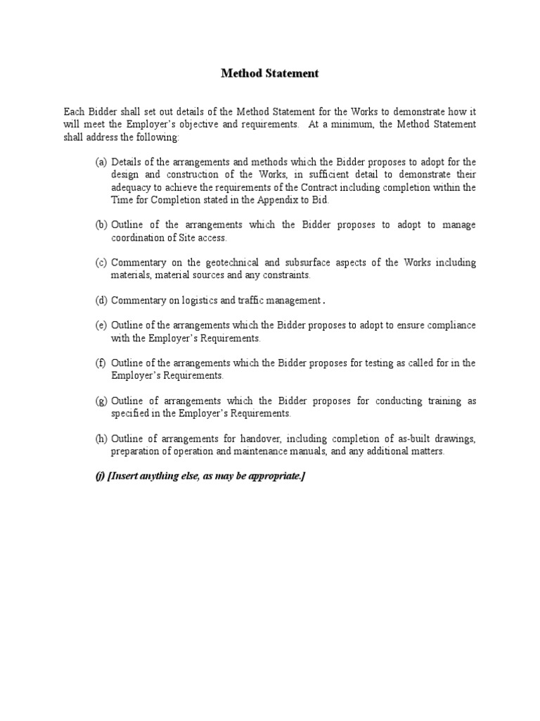 h&S Method Statement | Safety | Occupational Safety And Health