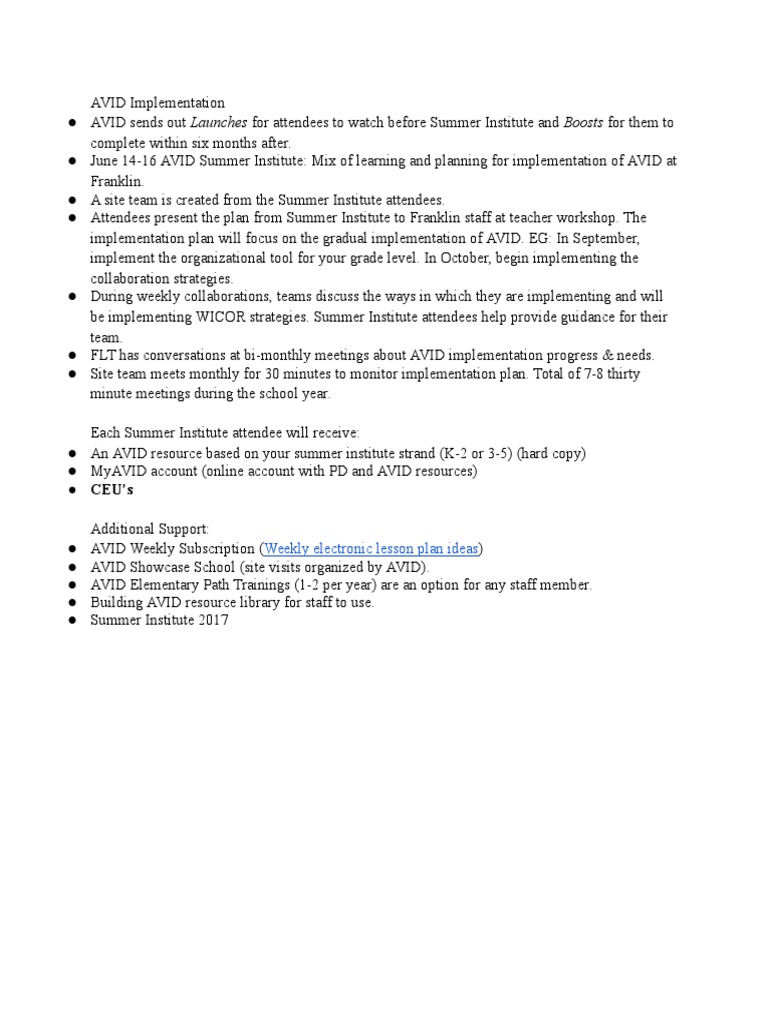 Avid Plan | PDF | Career & Growth | Finance & Money Management