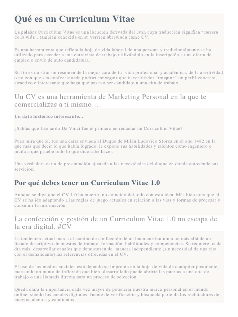 Qué Es Un Curriculum Vitae | PDF | Tipografía | Color