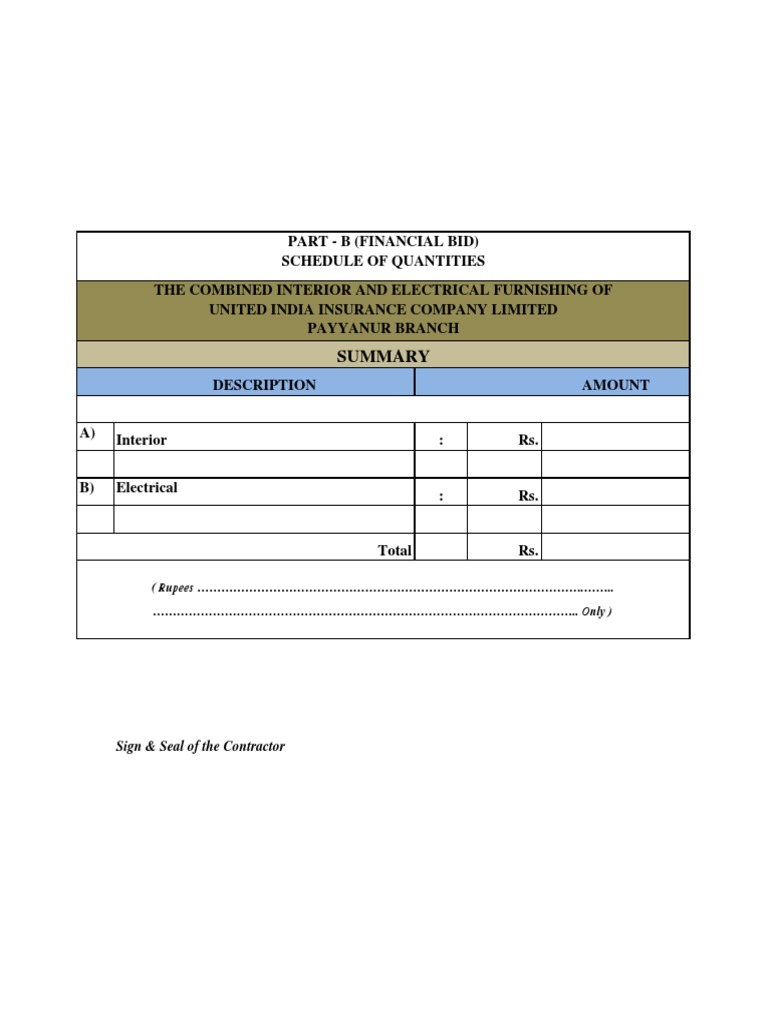 Schedule of Quantities | PDF | Electrical Wiring | Ac Power Plugs And ...