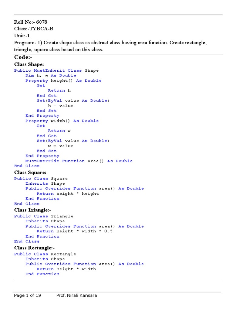 Final Output Unit 1 Pdf Inheritance Object Oriented Programming Shape
