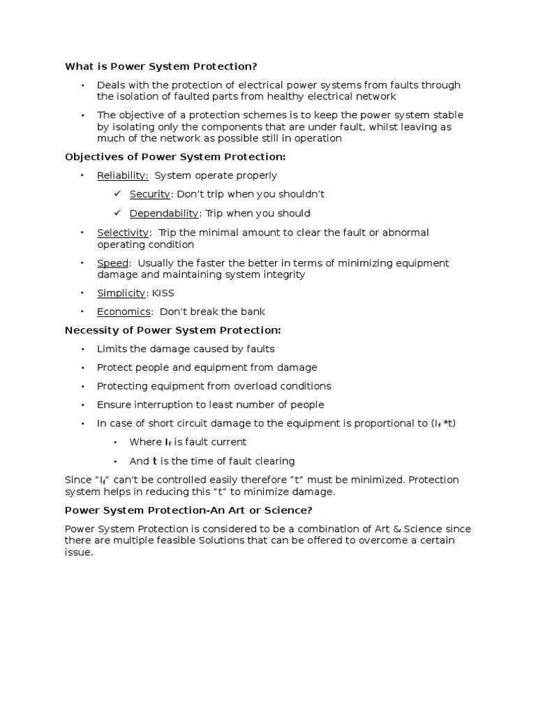 What Is Power System Protection | PDF | Electric Power System | Relay