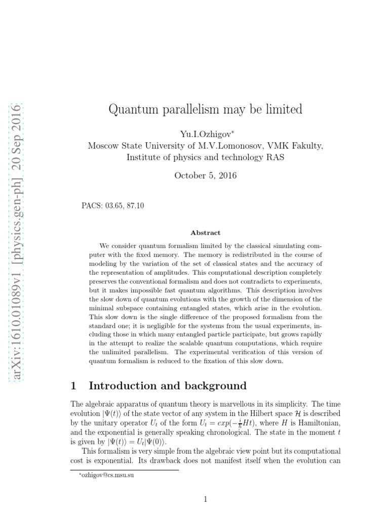 Quantum Parallelism | PDF | Quantum Computing | Quantum Mechanics