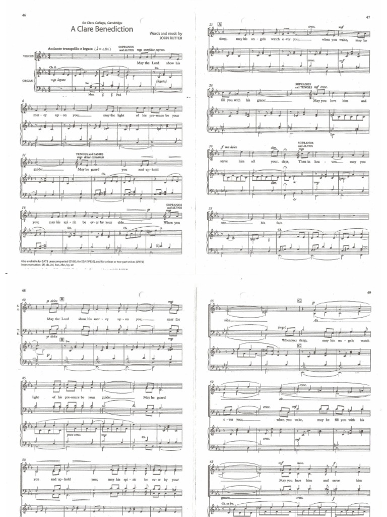 John Rutter A Clare Benediction PDF | PDF