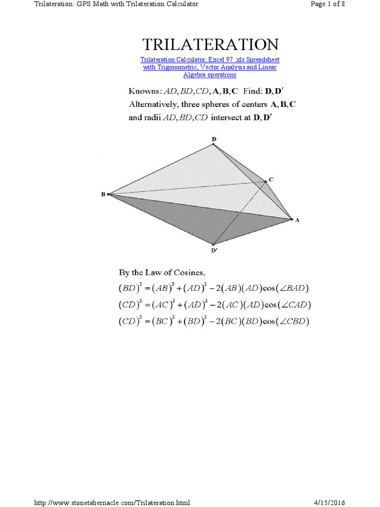 A Guide to Trilateration Calculations: Using Spheres, Circles, and ...