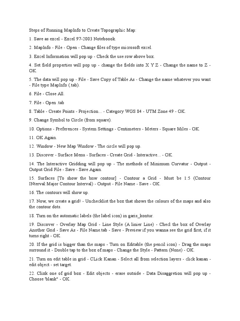 Create Topographic Map in MapInfo | PDF | Contour Line | Microsoft Excel