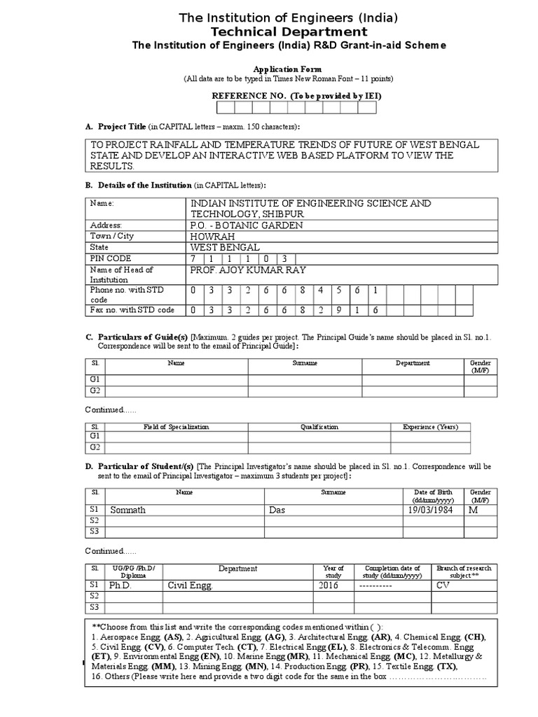 IEI Application Form | PDF | Science | Engineering