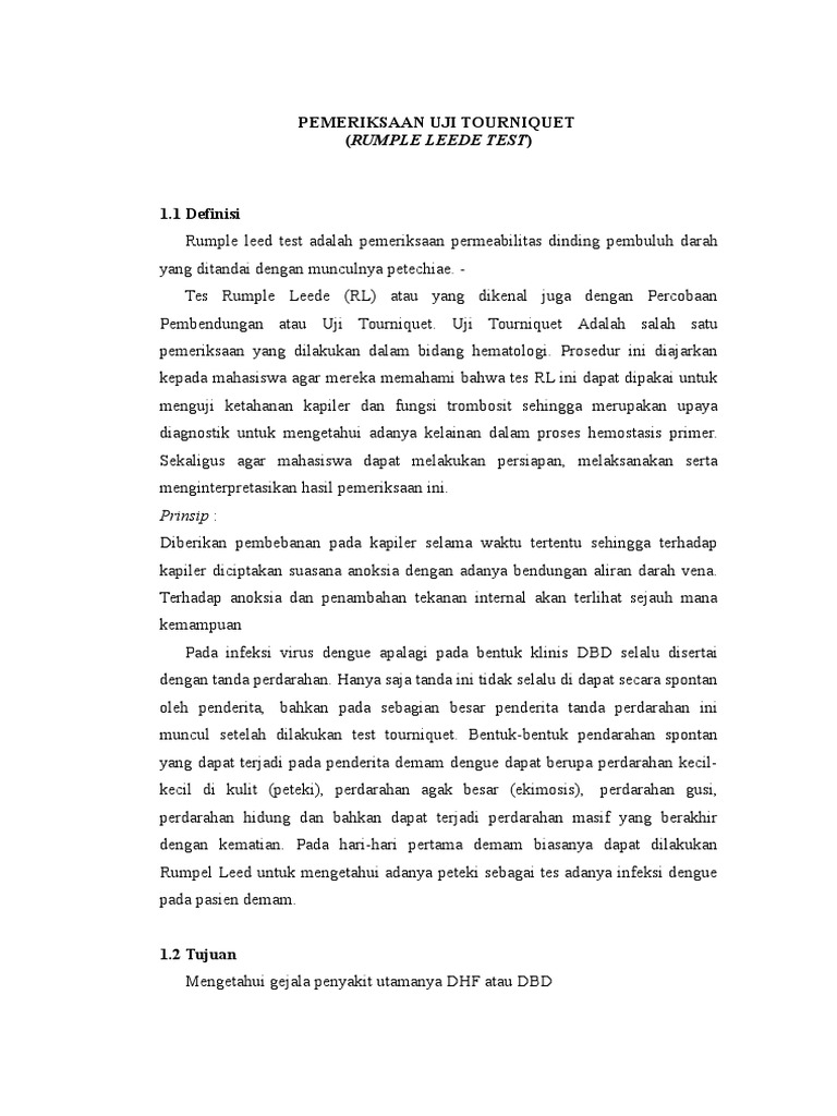 Uji Tourniquet untuk Diagnosa DBD | PDF | Pengembangan Diri | Kesehatan ...