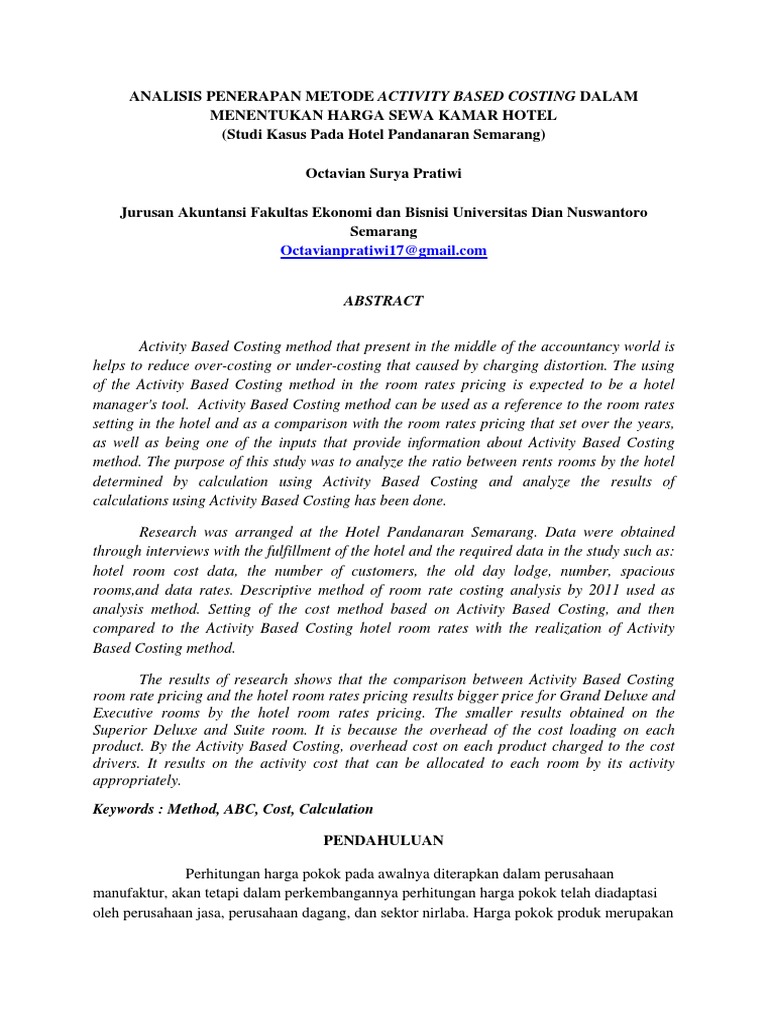 Contoh Cost Driver Perusahaan Jas | PDF