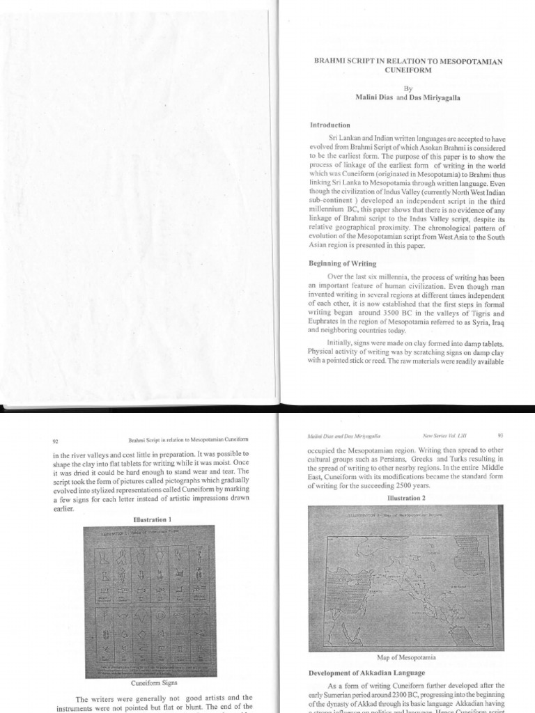 Brahmi Script in Relation To Mesopotamian Cuneiform. | PDF | Writing ...