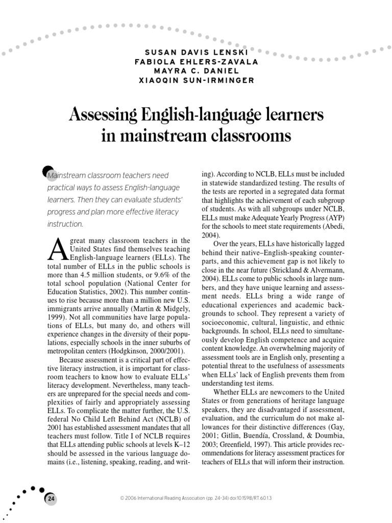 Assessing English Language Learners PDF | PDF | Educational Assessment ...