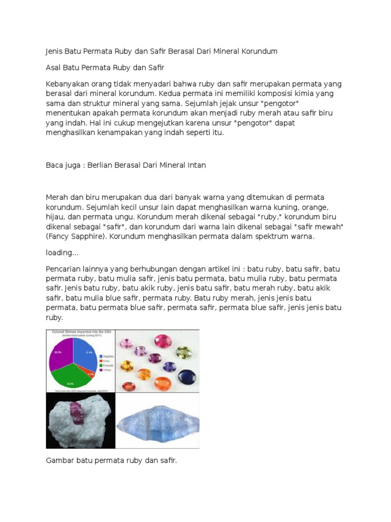 Jenis Batu Permata Ruby Dan Safir Berasal Dari Mineral Korundum | PDF