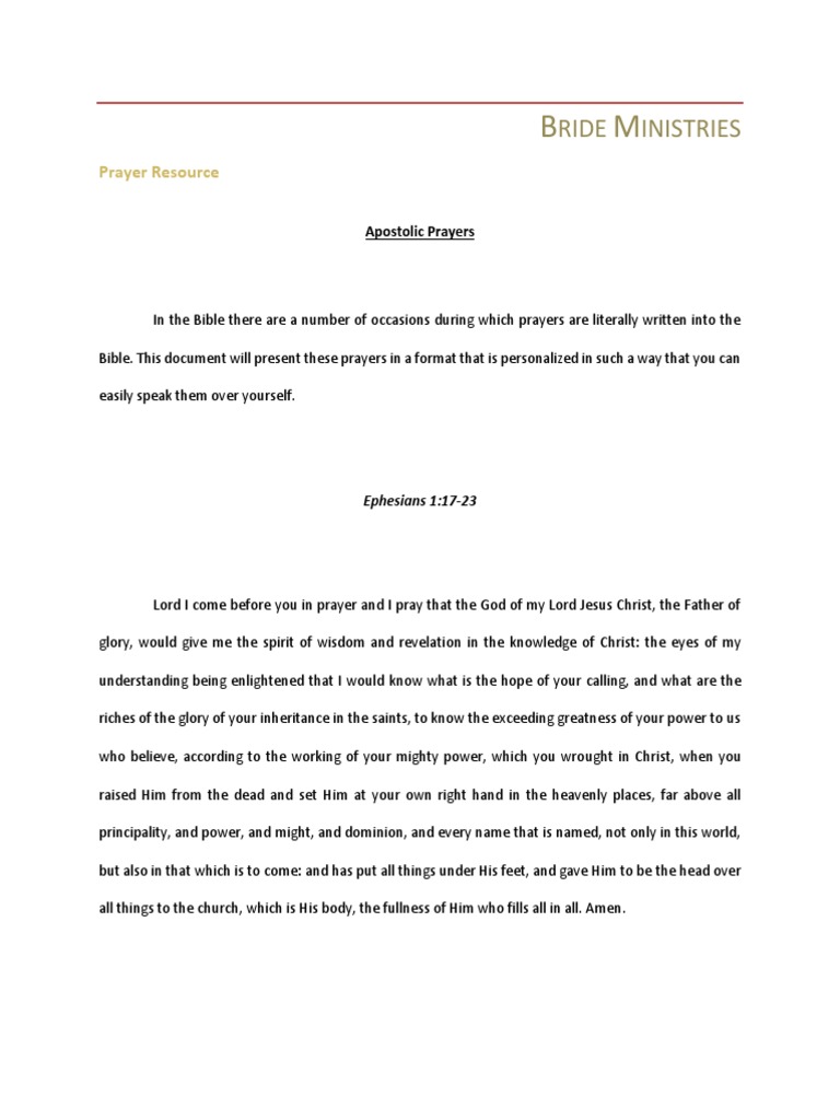 Apostolic Prayer | PDF | Glory (Religion) | Prayer