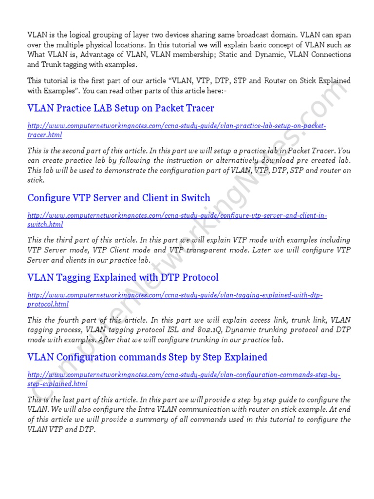 Vlan Basic Concepts Explained With Examples | Download Free PDF | Network Switch | Computer Network