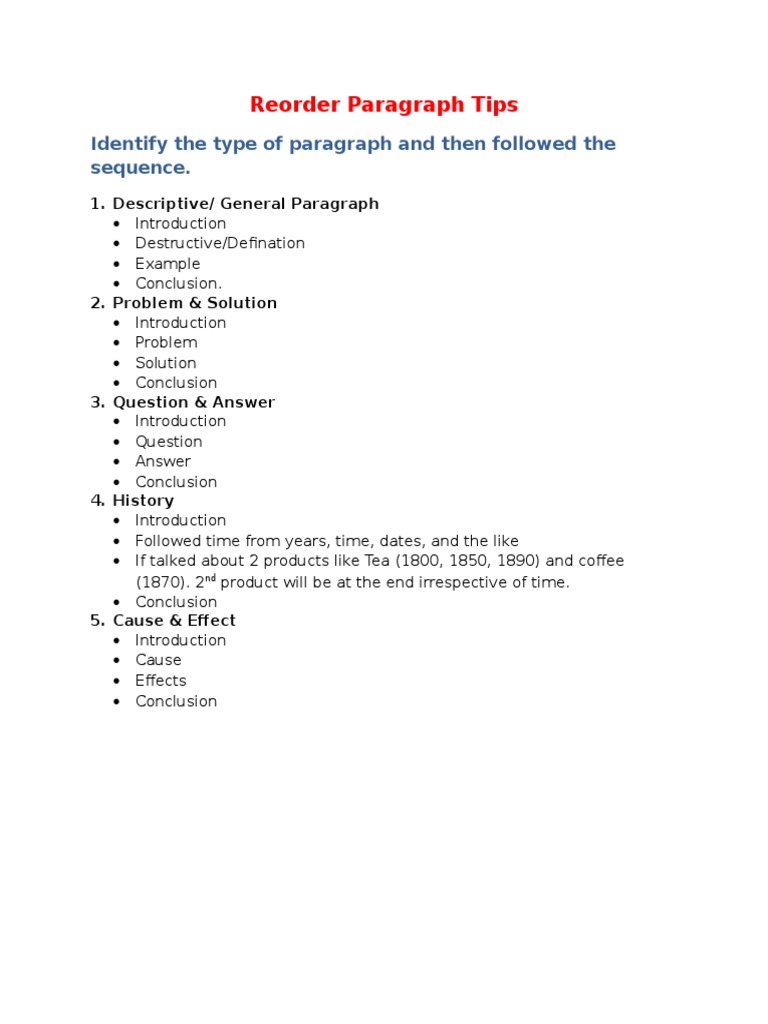 Reorder Paragraphs | PDF