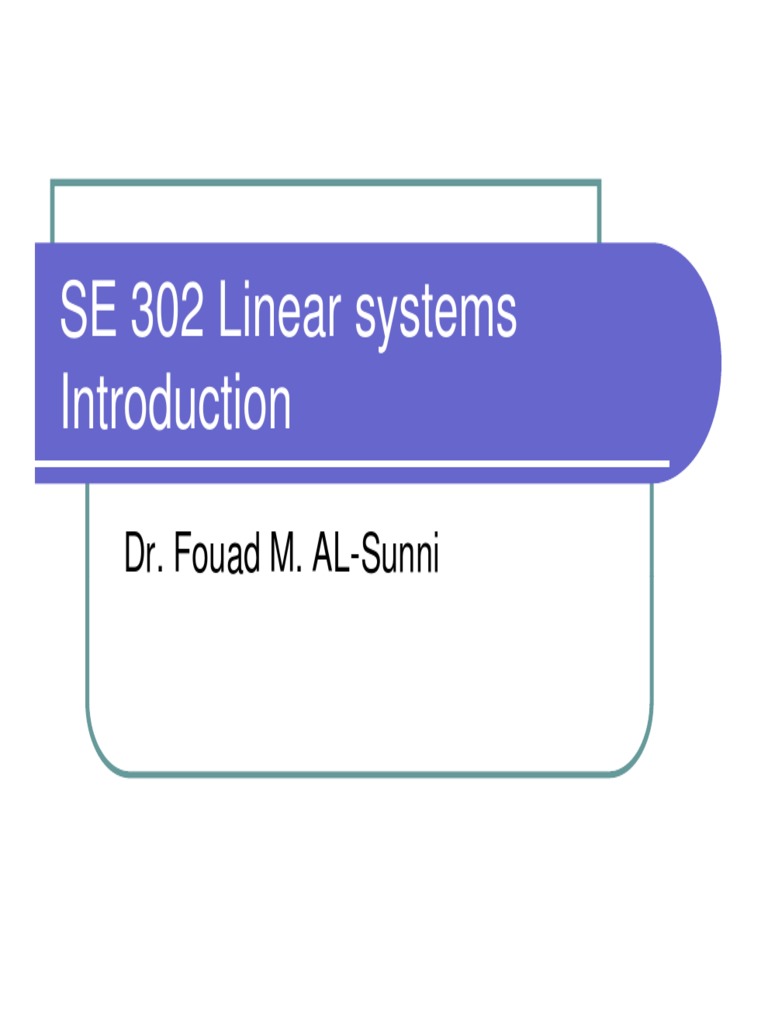 Files-1. Introduction To Control Systems SE302 Topic 1 - Introduction To Linear Systems PDF ...