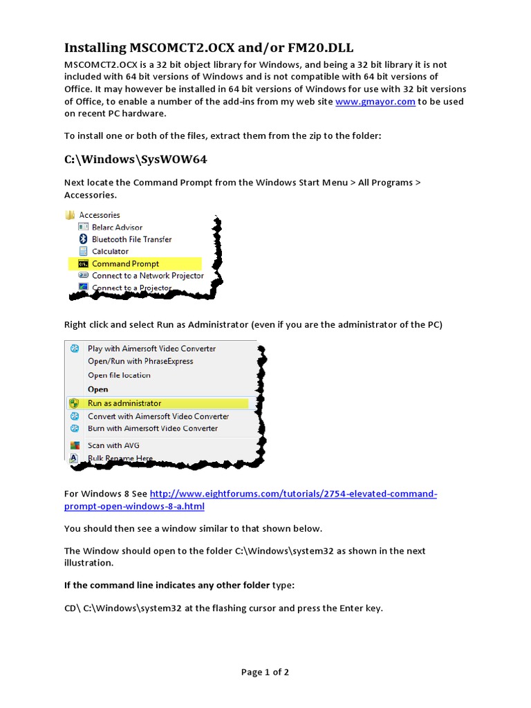 Installing MSCOMCT2 PDF | PDF