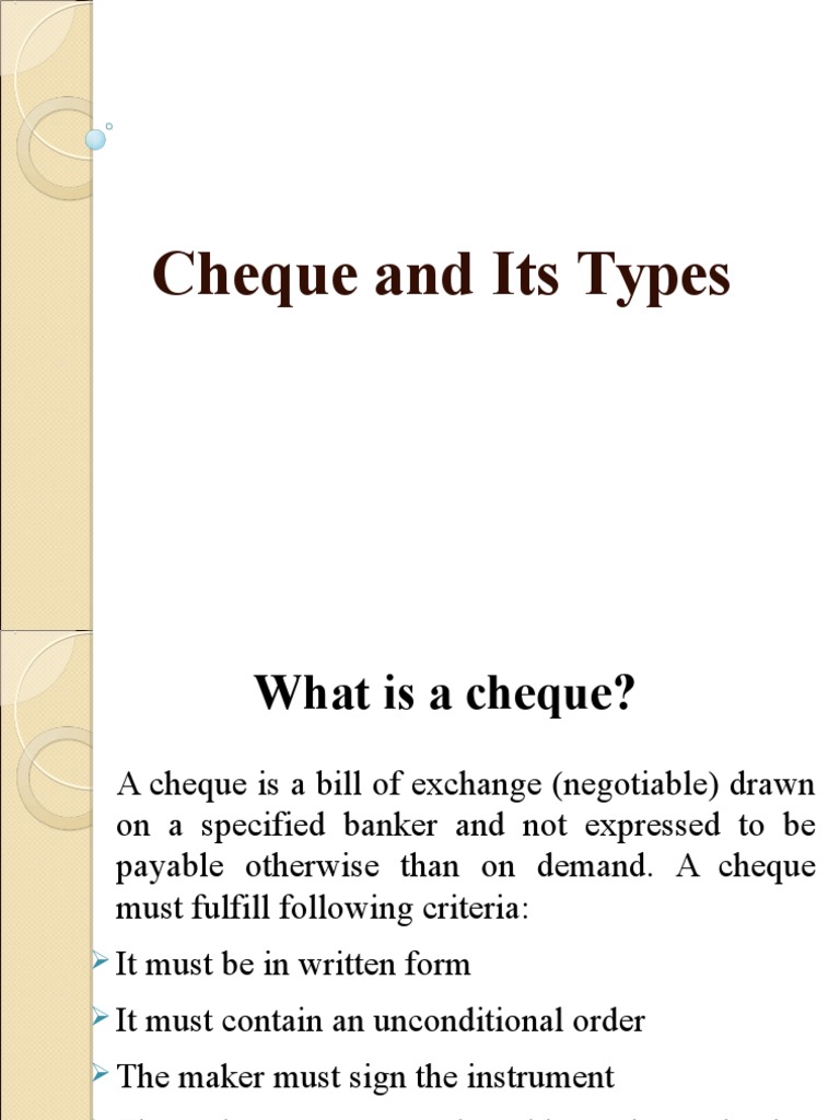 Types of Cheques and Endorsements Explained | PDF | Negotiable ...
