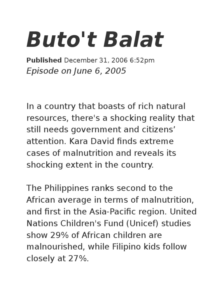 Butot Balat 200kdcpsewdose5 | PDF | Malnutrition | Food And Drink